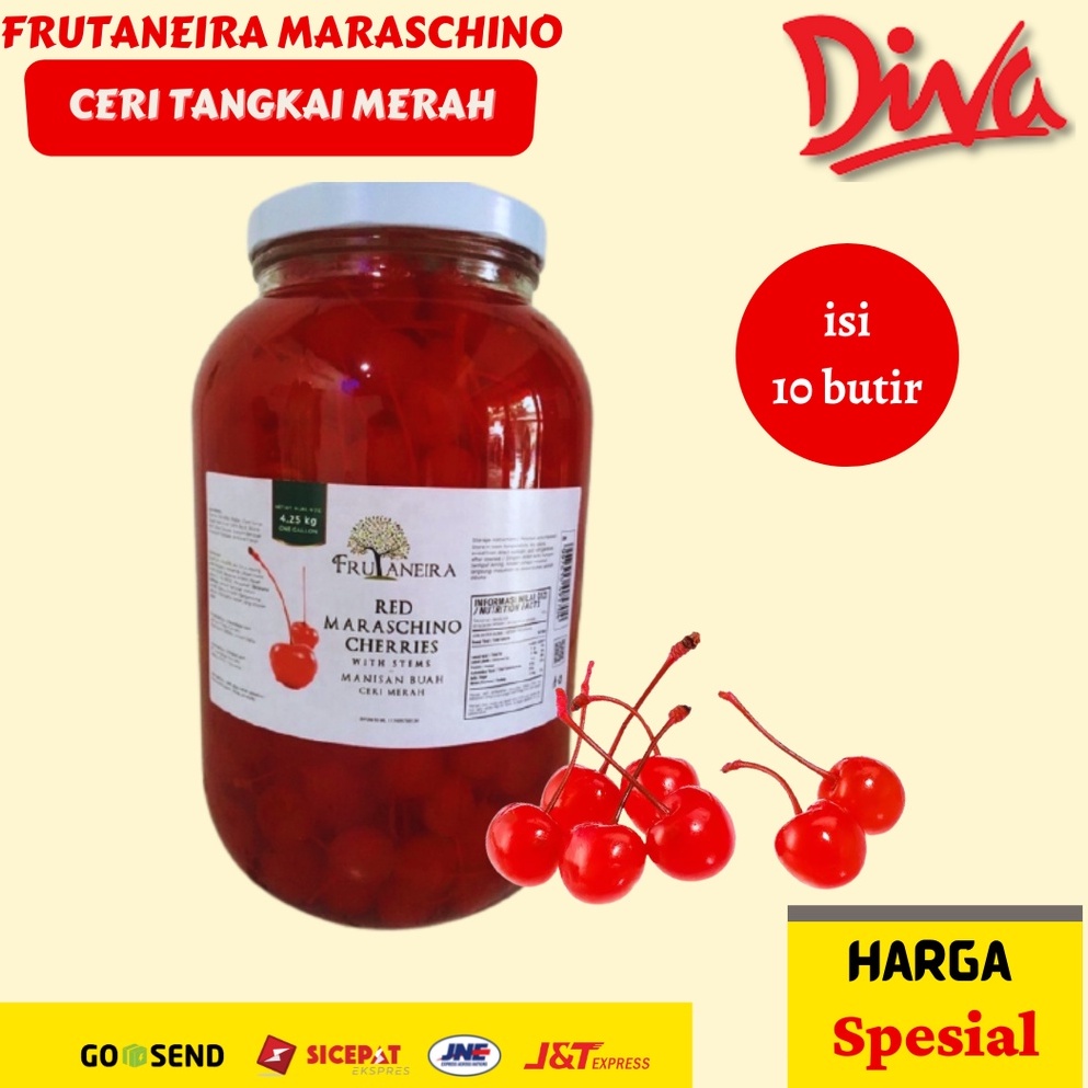 Jual [100gr ] Frutaneira maraschino Cerry tangkai merah / Ceri Tangkai ...