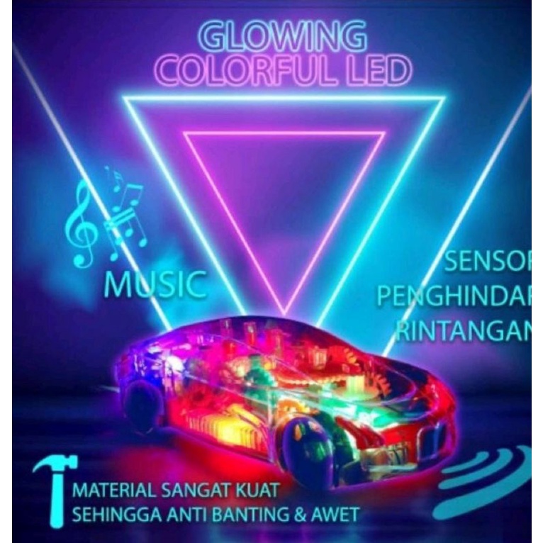 Jual Mainan mobil sedan transparan concept racing car lampu LED dan ...