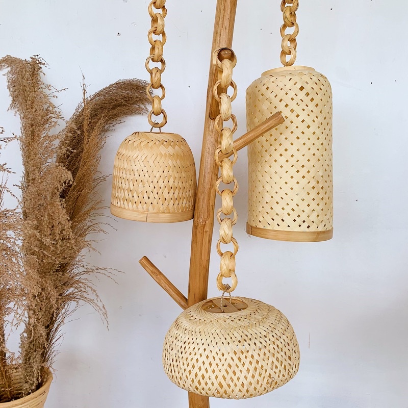 Jual Kap Lampu Rotan Kap Lampu Gantung Rotan Bambu | Shopee Indonesia