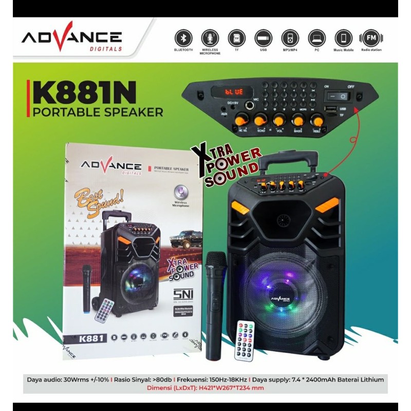 Jual speaker Karaoke portable ampli meeting Advance k881 / K 881 8" / 8 INCH MEDAN | Shopee ...
