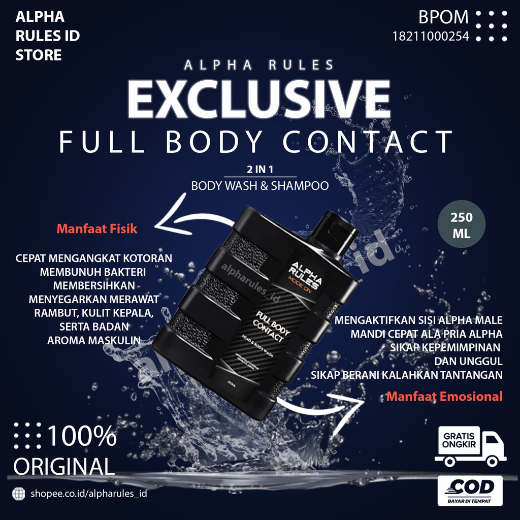 Jual Alpha Rules Full Body Contact - Body Wash & Shampoo 250 ml 2 In 1 ...