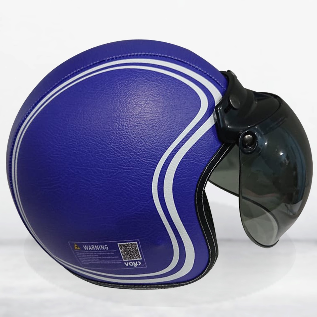Jual ( Custom Warna / Logo / Tulisan ) Helm Bogo Retro Warna Biru Putih ...