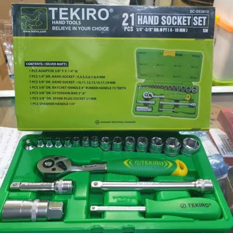 Jual Kunci shock Tekiro set 21 pcs 1/4"-3/8" 6pt 4-19mm | Shopee Indonesia