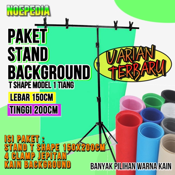 Jual STAND BACKGROUND GREEN SCREEN KAIN T SHAPE BACKDROP TIANG 150X200 ...
