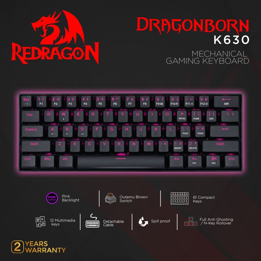Jual Redragon Mechanical Gaming Keyboard DRAGONBORN - K630/k630w ...