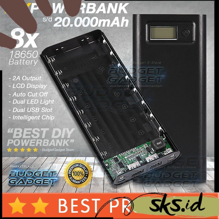 Jual DIY Power Bank Case USB Type C Dual Output & LCD 8x18650 | Shopee ...