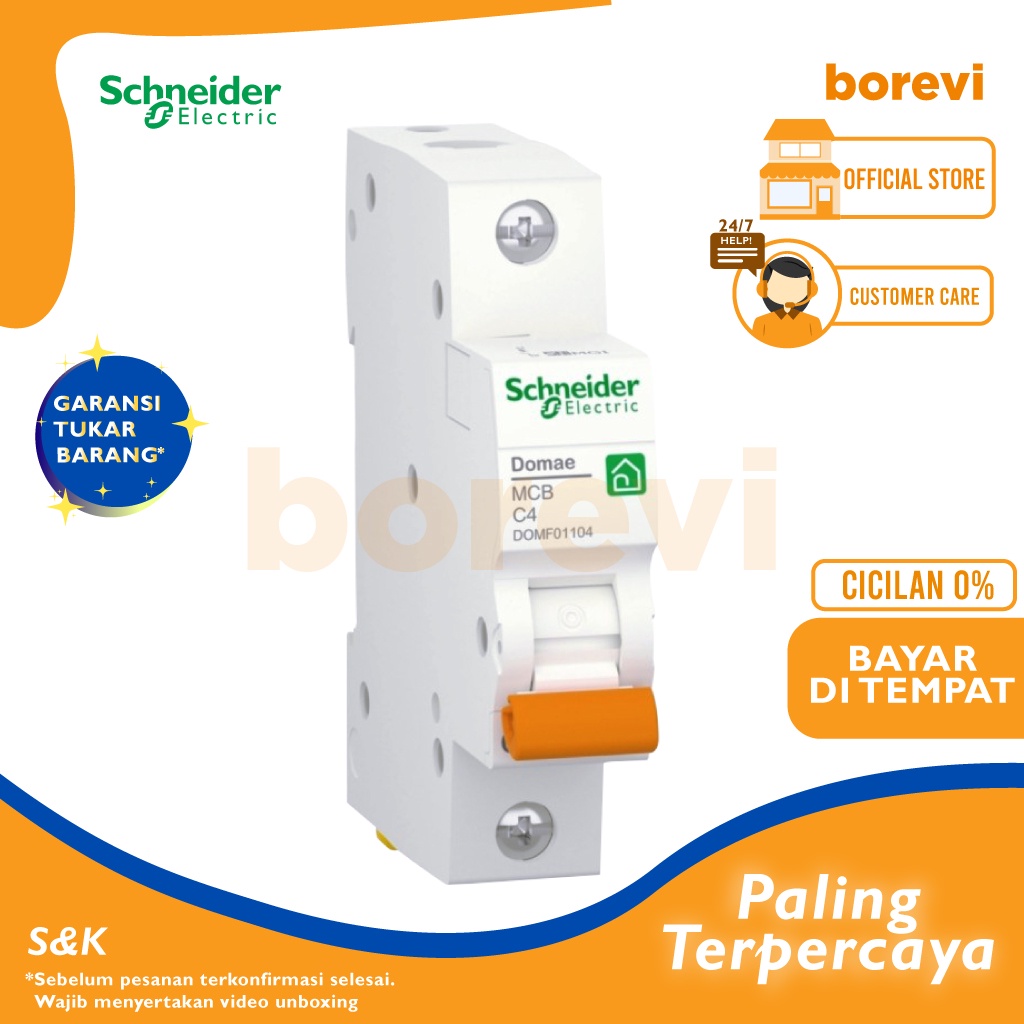 Jual MCB SCHENEIDER C4 / MCB 4 AMPERE | Shopee Indonesia