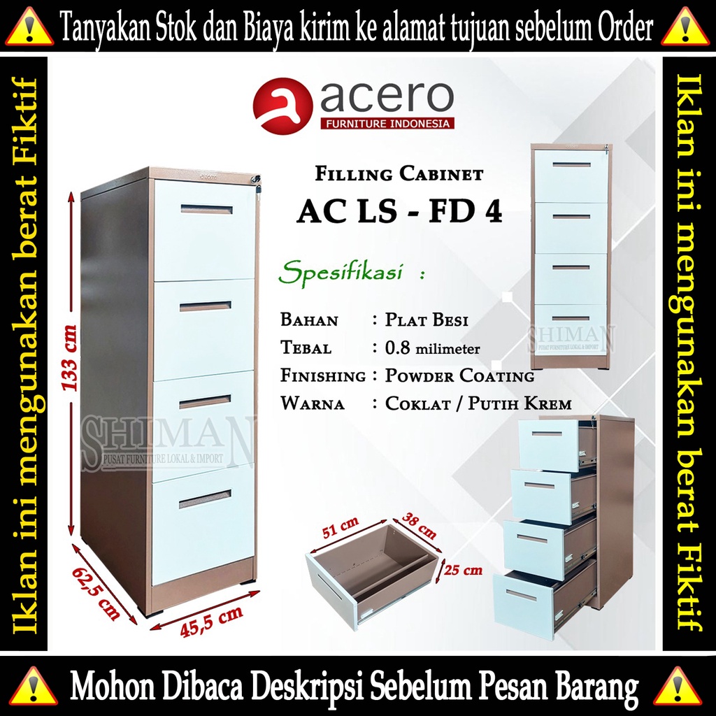 Jual Lemari Cabinet Drawer Besi 4 Pintu AC LS FD4 ACERO | Shopee Indonesia