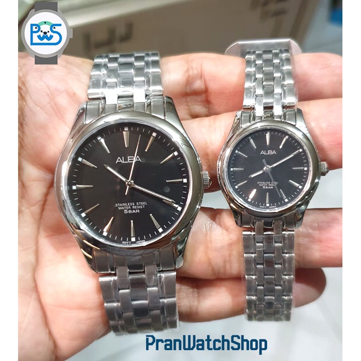 Jual Jam Tangan ALBA Couple Silver Original Plat Hitam ARSY19 ARSY35 ...