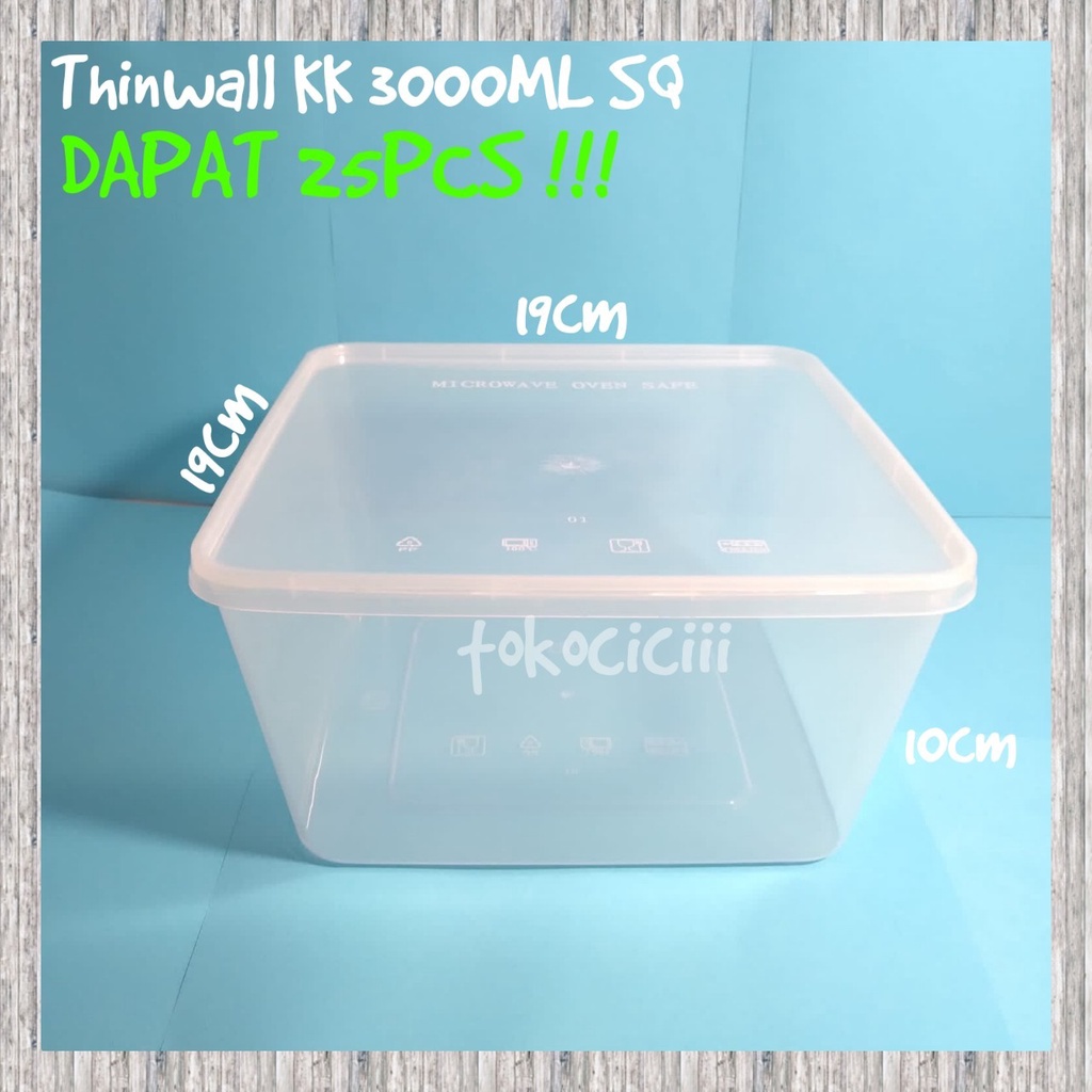 Jual Thinwall food container 3000ml / Kotak Makan Bening / Mangkok ...