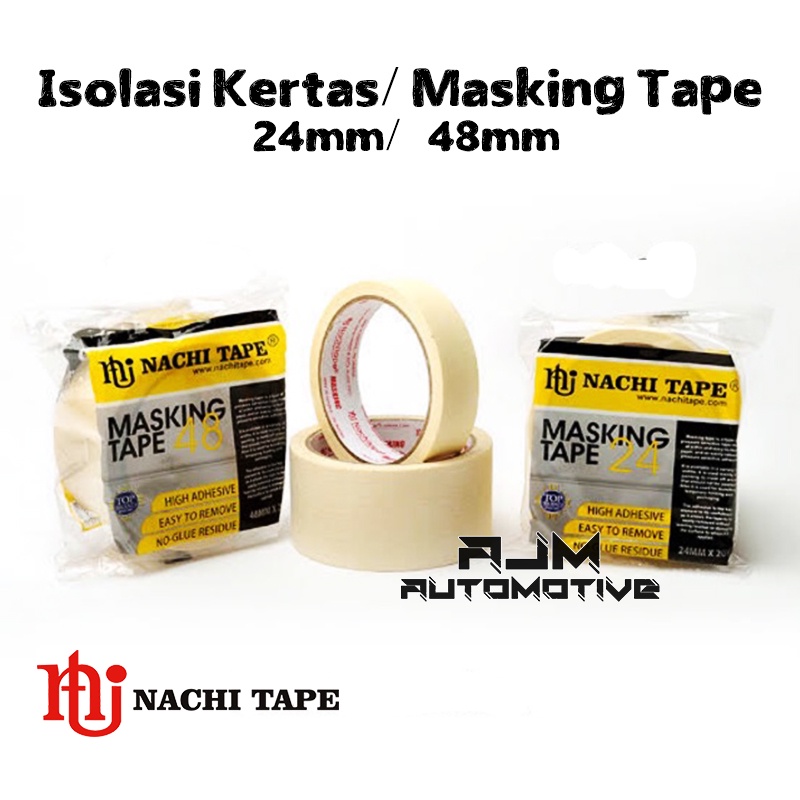 Jual Isolasi Kertas/ Masking Tape 24mm 48mm NACHI Lakban Kertas 1" 2" 1 ...