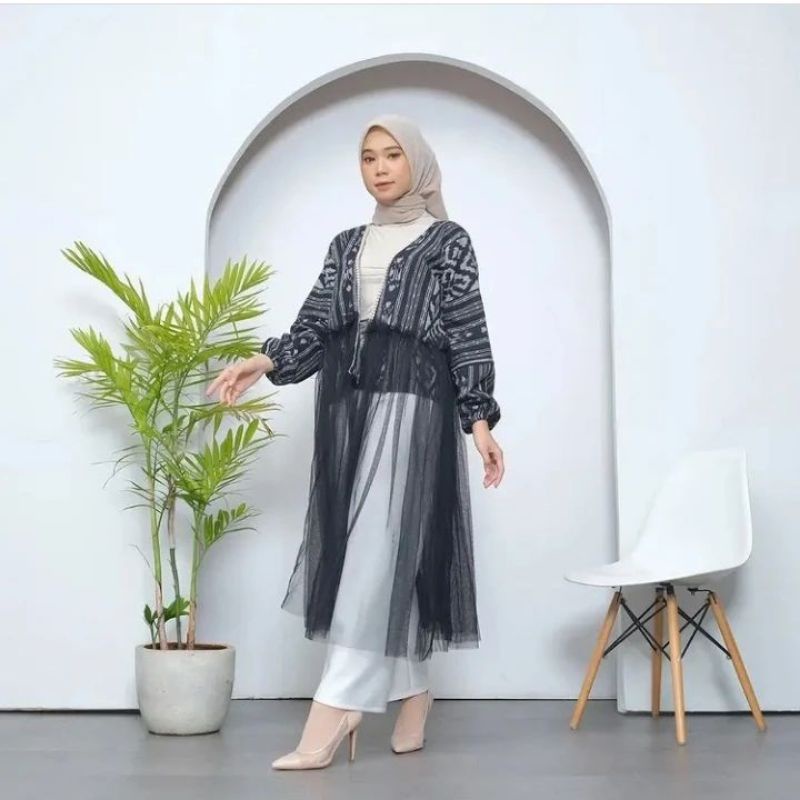Jual outer wanita baju tenun kombinasi tile baju wanita cassual elegan ...