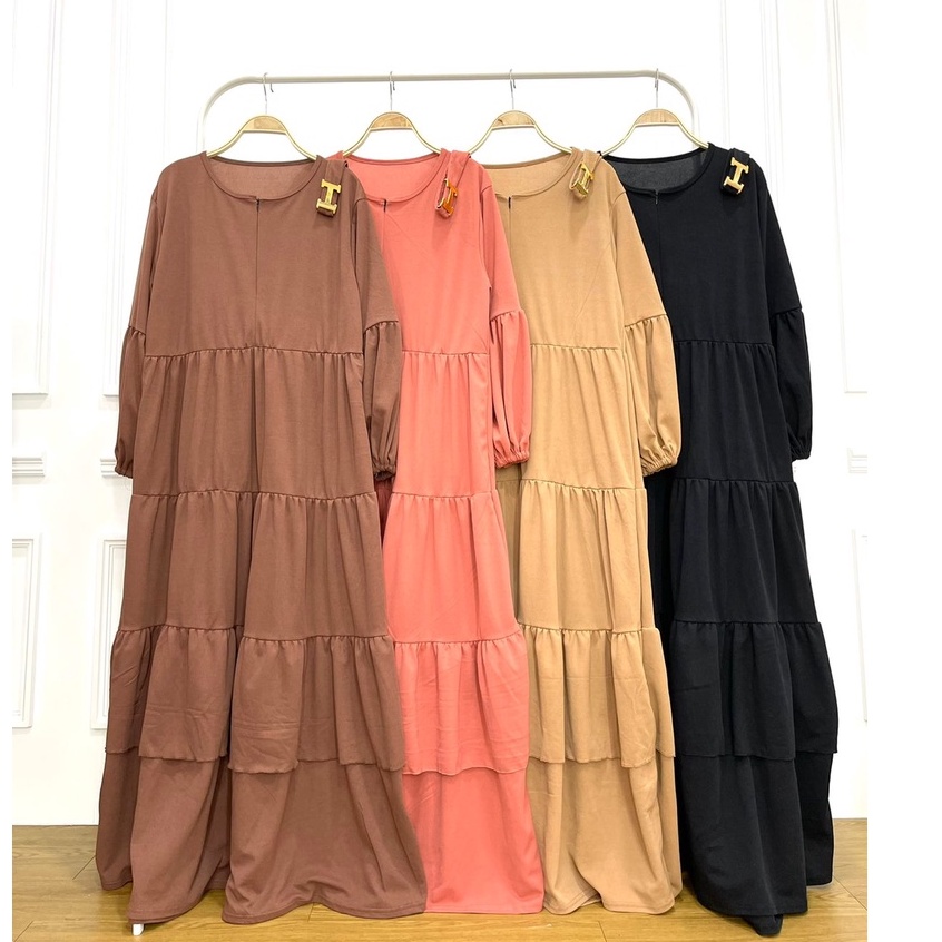 Jual Gamis busui model rample tumpuk + sabuk H lengan balon bahan voxy ...
