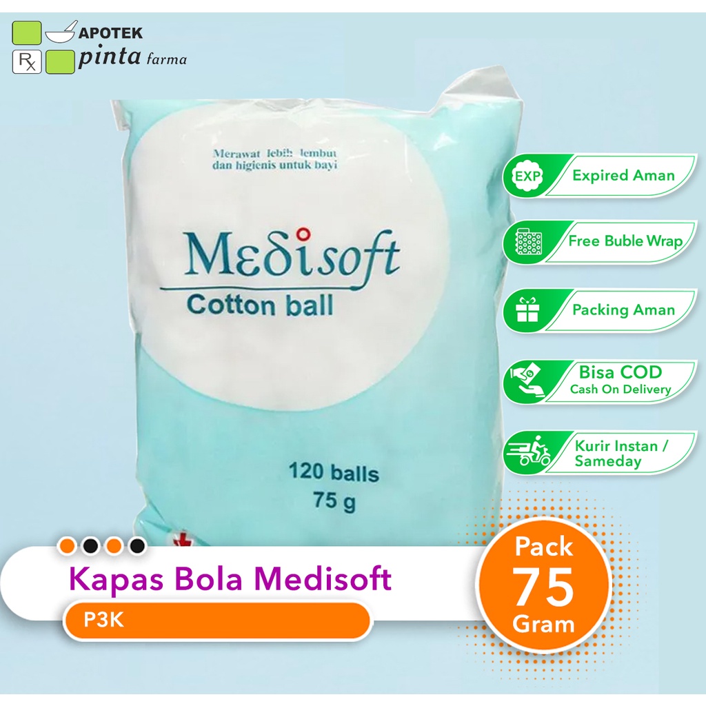 Jual Kapas Bola Medisoft Cotton Ball 120 Pieces (75 g) | Shopee Indonesia