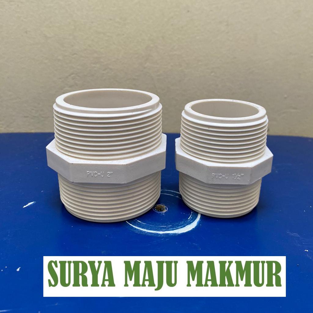 Jual DOUBLE NEPEL PVC 1-1/4" 1-1/2" 2" inch PVC nipple drat luar dim dobel | Shopee Indonesia