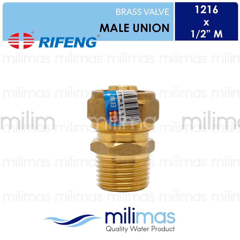 Jual RIFENG - Male Union Uk. 1216 x 1/2"M / Verlup Sok Kuningan Fitting ...