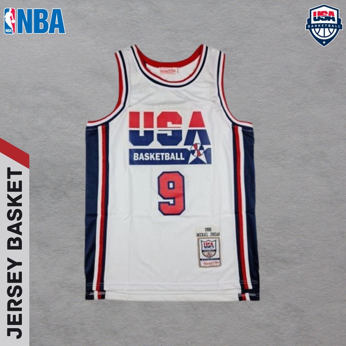 Jual Baju Jersey Basket Classic NBA Michael Jordan USA Basketball Putih ...