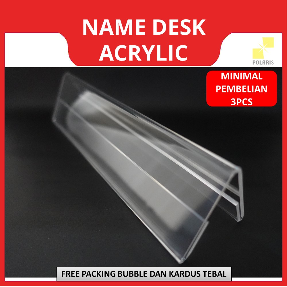 Jual NAME DESK ACRYLIC 2 SISI SIGN HOLDER - NAME PLATE CLEAR TAG PAPAN ...