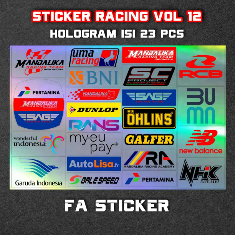 Jual Stiker Racing Pack Sticker Racing Hologram Stiker Sponsor Stiker ...