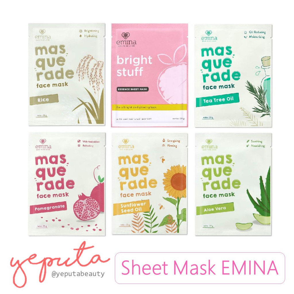 Jual EMINA Bright Stuff Essence Sheet Mask, Masquerade Face Mask 23 g ...