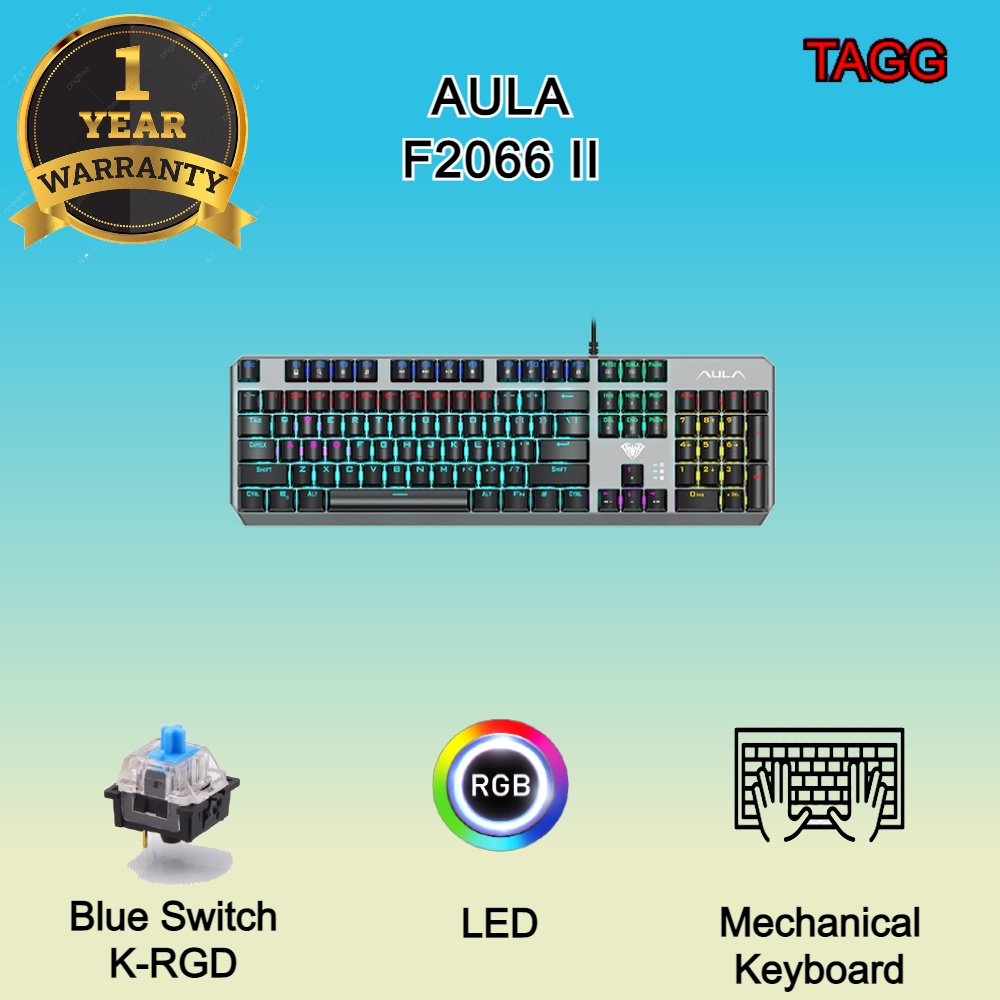 Jual Keyboard Gaming Mechanical AULA F-2066 II Blue Switch -RGB Rainbow ...