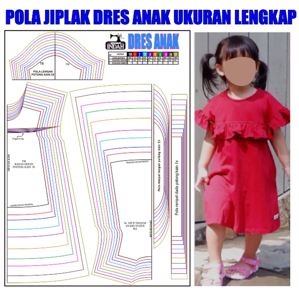 Jual Pola Jiplak Pola Instan Pola Baju Pola Dress Anak ukuran lengkap 0-12th | Shopee Indonesia