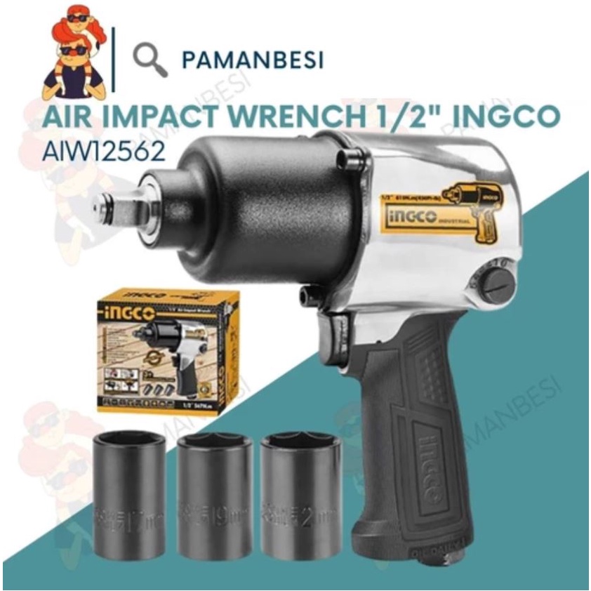 Jual Air Impact Wrench (1/2") INGCO AIW12562 Sok Socket Buka Baut ...