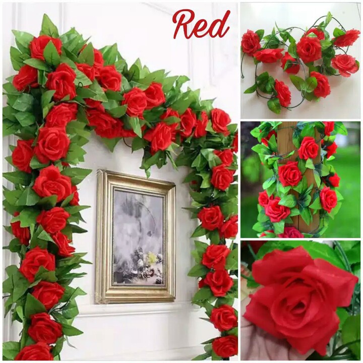 Jual BUNGA MAWAR HIAS PALSU / BUNGA RAMBAT / MAWAR RAMBAT BESAR DAUN ...