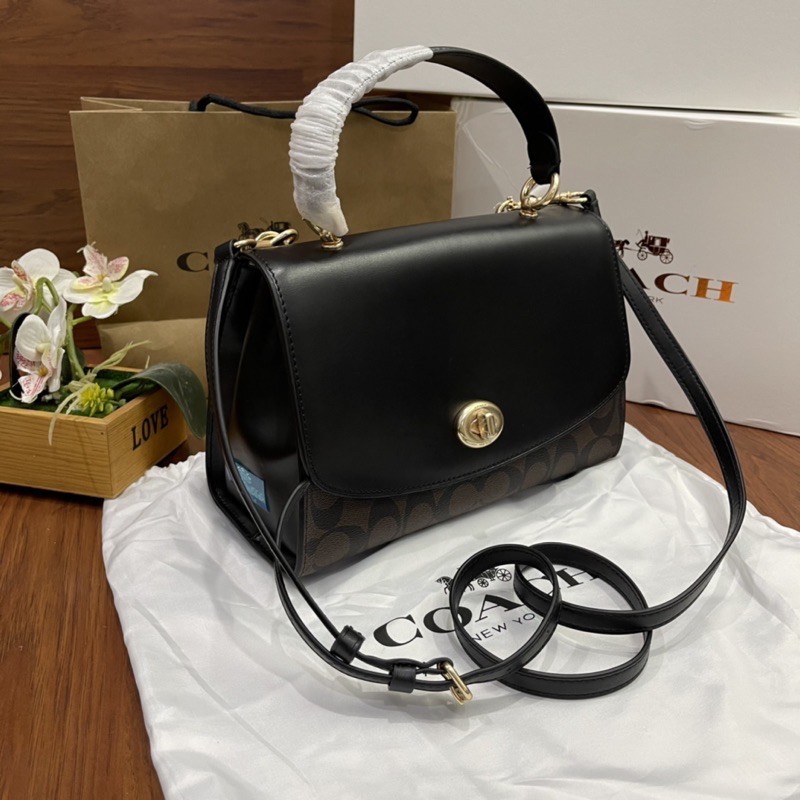Jual Coach Tilly Top Handle Satchel in Signature Canvas | Shopee Indonesia
