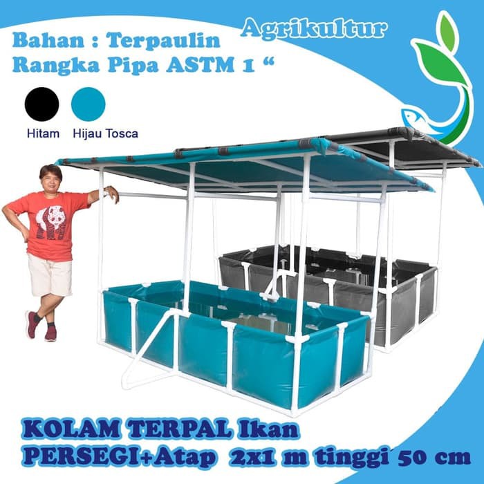 Jual Kolam Terpal knock down kolam ikan pengganti kolam fiber 2x1m Atap ...