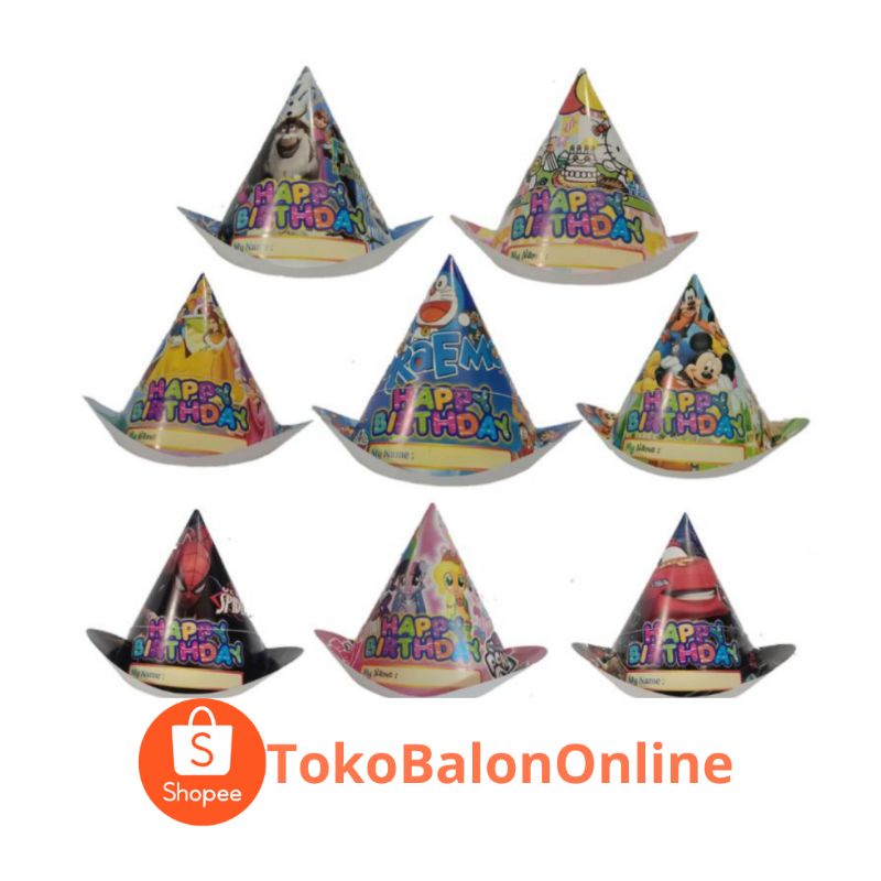 Jual bfs Topi Karakter ulang tahun isi 10 ultah KOBOI KERUCUT happy ...