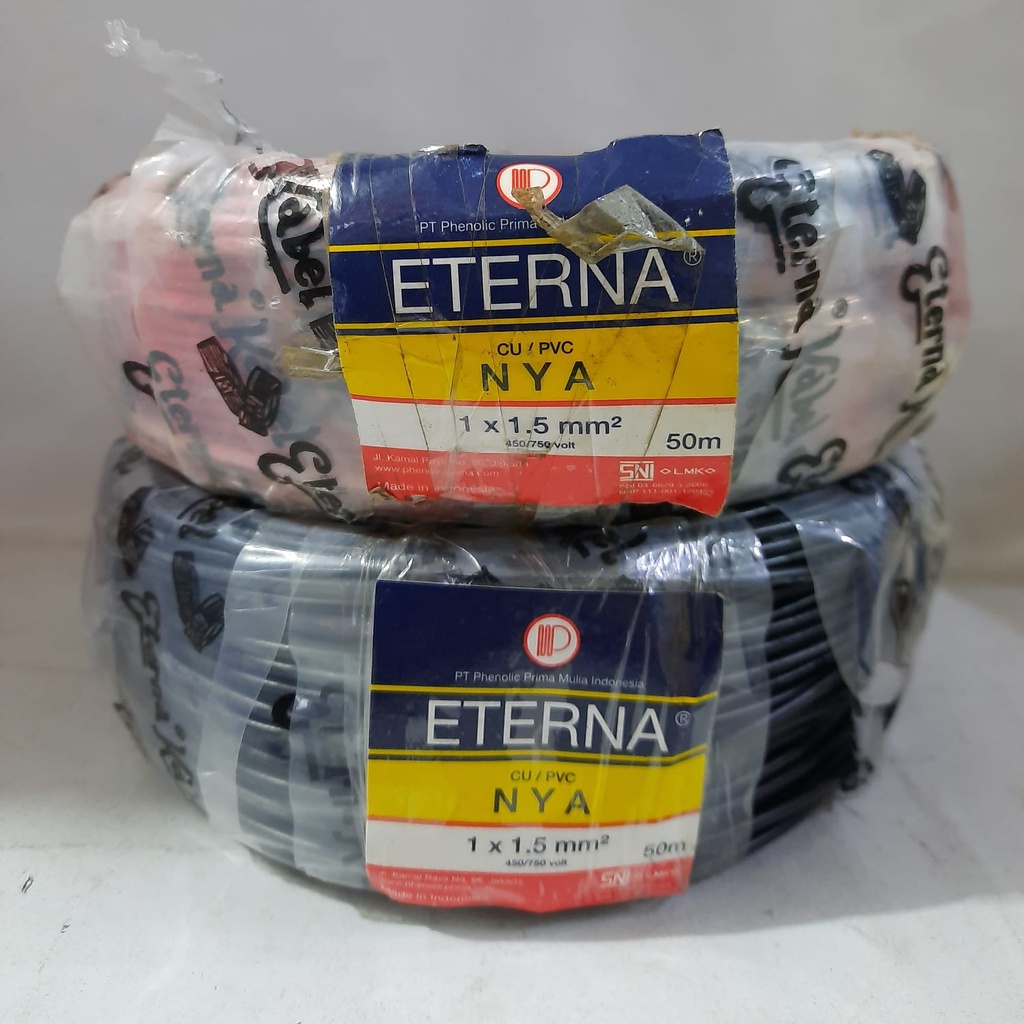 Jual KABEL ETERNA NYA 1 X 1.5 MM 1 ROLL (50 METER) KAWAT TEMBAGA ISI 1 | Shopee Indonesia