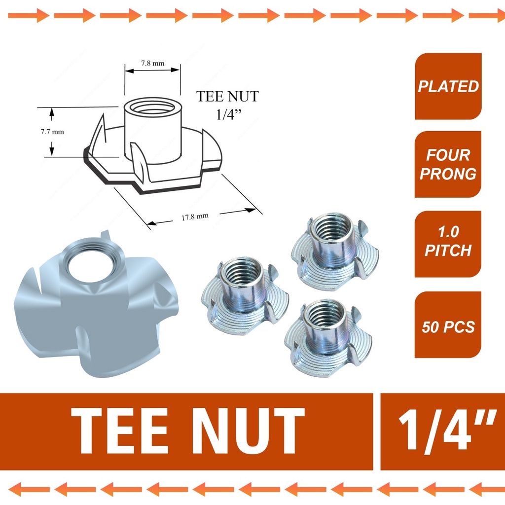 Jual Mur Tanam - Tee Nut -Baut Tanam - Cakar - T nut 1/4 Inchi UNC Per ...