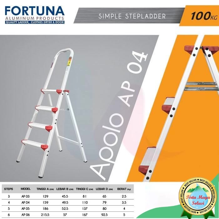 Jual TANGGA LIPAT ALUMINIUM APOLLO AP04 FORTUNA MURAH TEBAL KOKOH BAGUS | Shopee Indonesia
