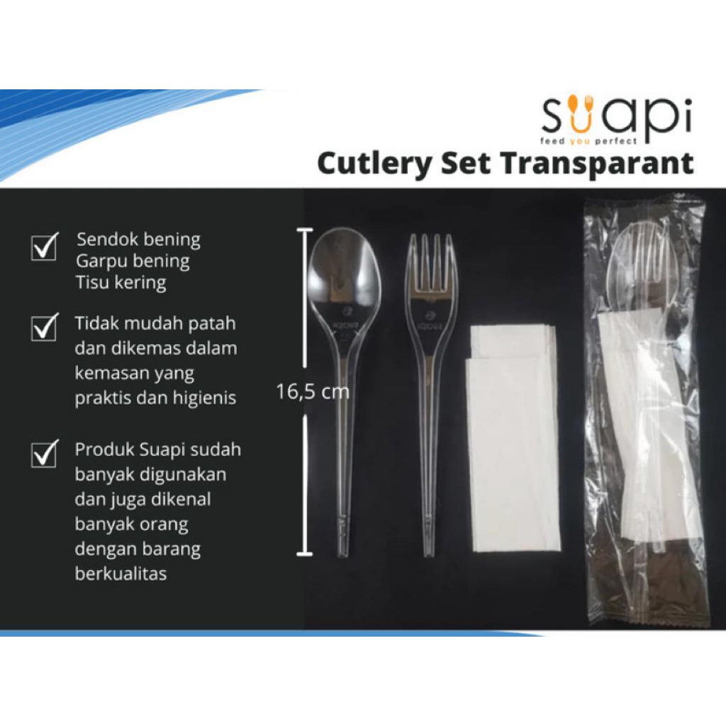 Jual SENDOK GARPU PLASTIK SET CATERING (SENDOK + GARPU + TISSUE ...