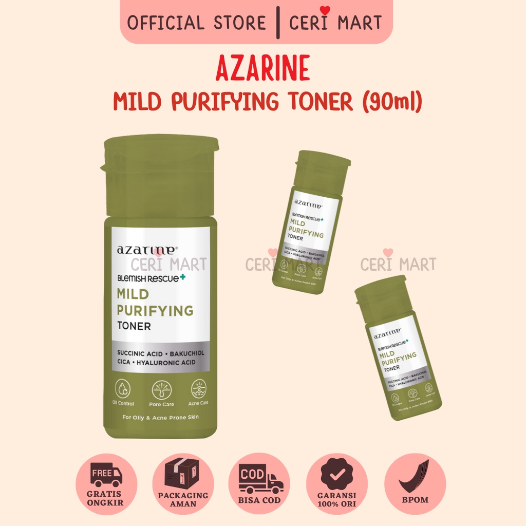 Jual AZARINE Azarin Toner 90ml - Mild Purifying | Multi-Acid Glowing ...