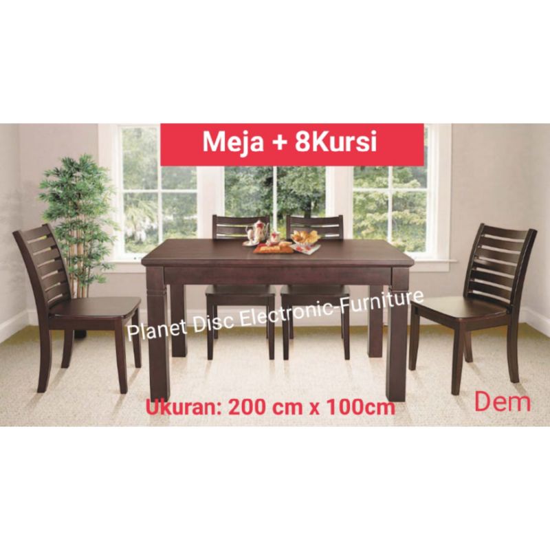 Jual Meja Makan Kayu Solid 200cm 8kursi Dining Set 8person Dining table ...