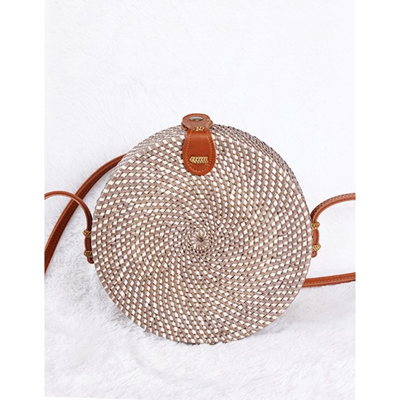 Jual Tas Rotan Bali Bulat Kekinian Warna Brown Diameter 20cm | Shopee ...