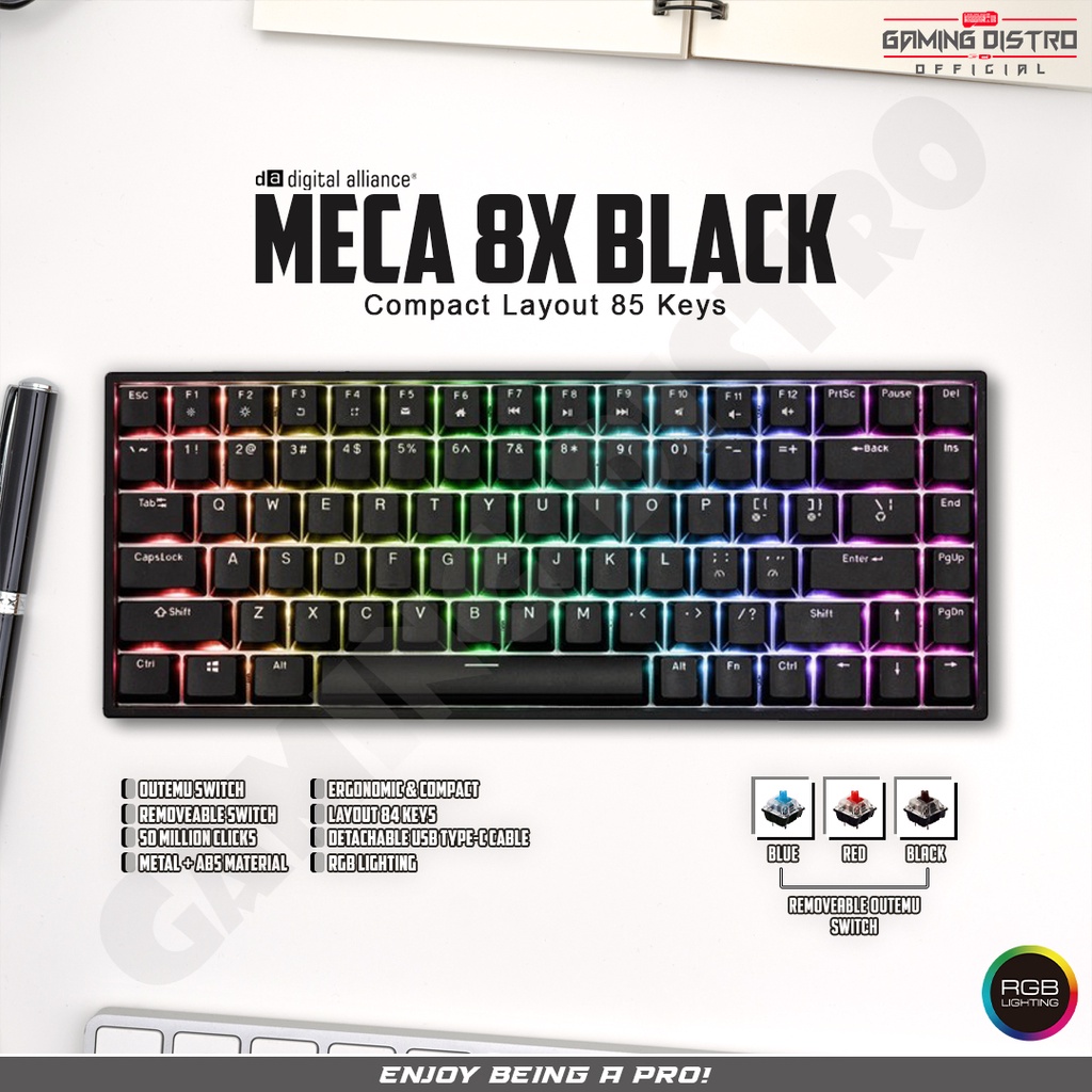 Jual Digital Alliance Meca 8X Black RGB Mechanical Keyboard | Shopee ...