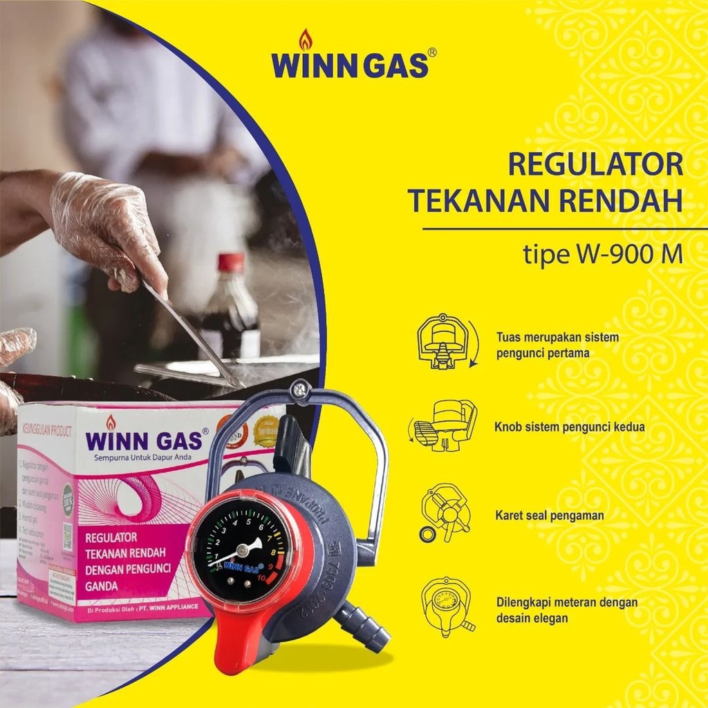 Jual Winn Gas Regulator Tekanan Rendah W900 Meter (Pengunci Ganda ...