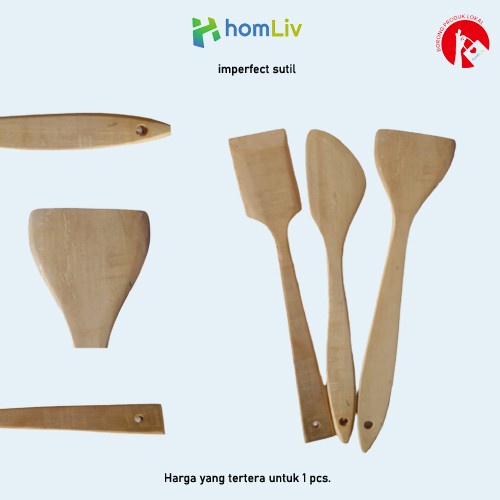 Jual homLiv Sutil Kayu Foodgrade 31 Cm Wood Alat Masak Spatula ...
