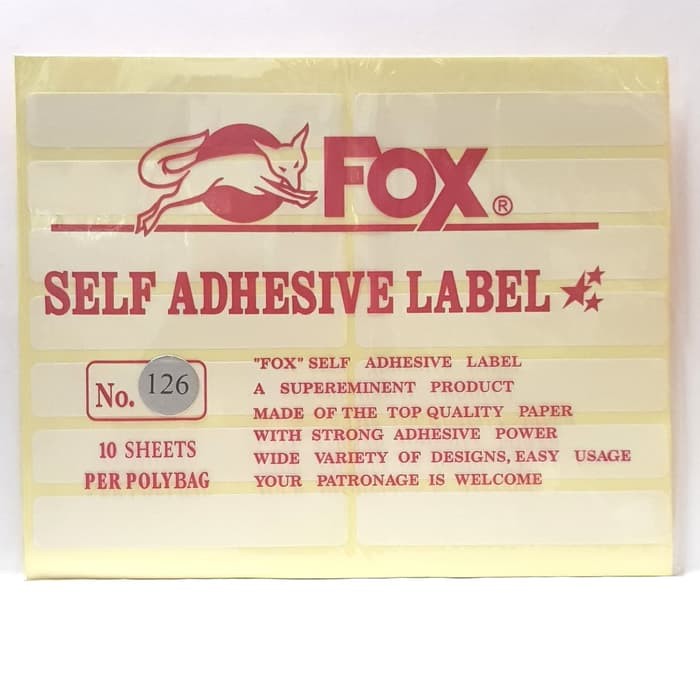 Jual Label Fox Ukuran 113 Sampai 126 / Label Undangan / Sticker Nama ...