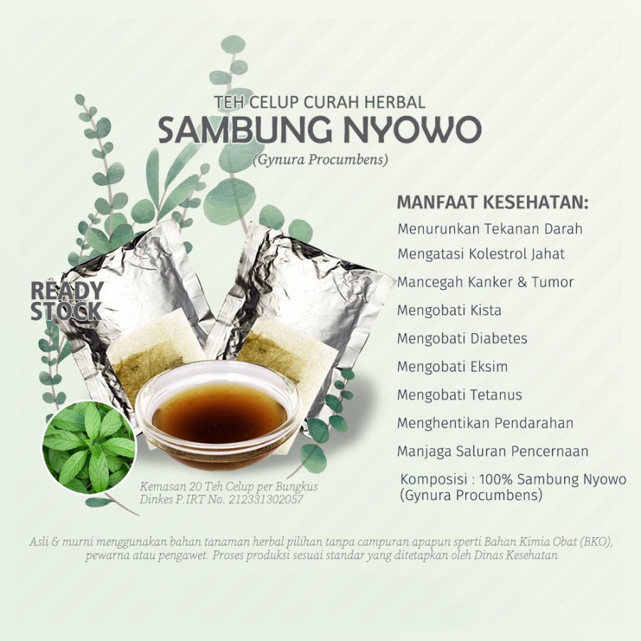 Jual Teh Celup Herbal Sambungnyowo Ngokilo Sambung Nyawa Longevity ...