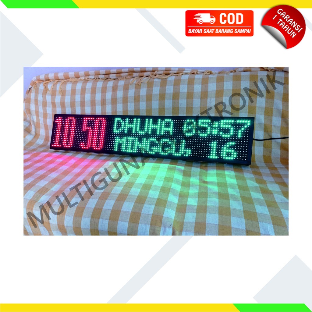 Jual PROMO Running text jadwal sholat, jam digital masjid 100cm x 20cm ...