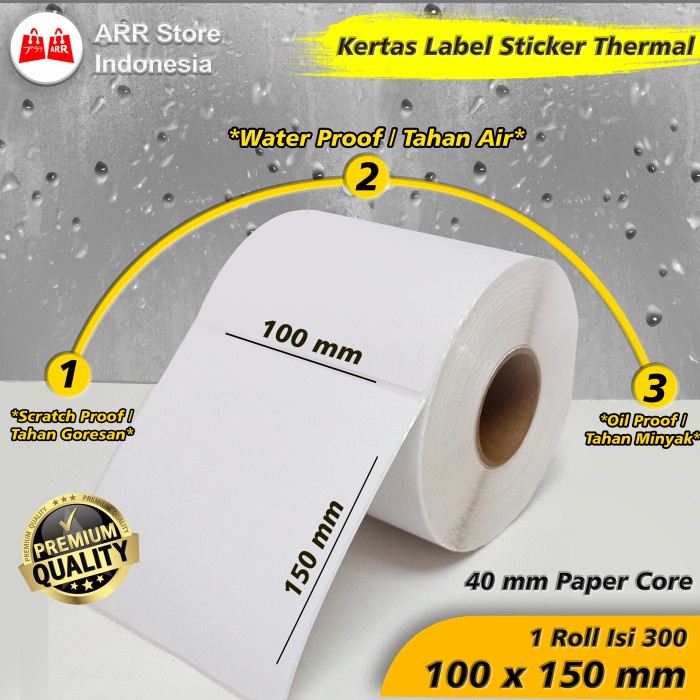 Jual Kertas Sticker Thermal Label Barcode Premium UK 100x150mm Isi 300 pcs | Shopee Indonesia
