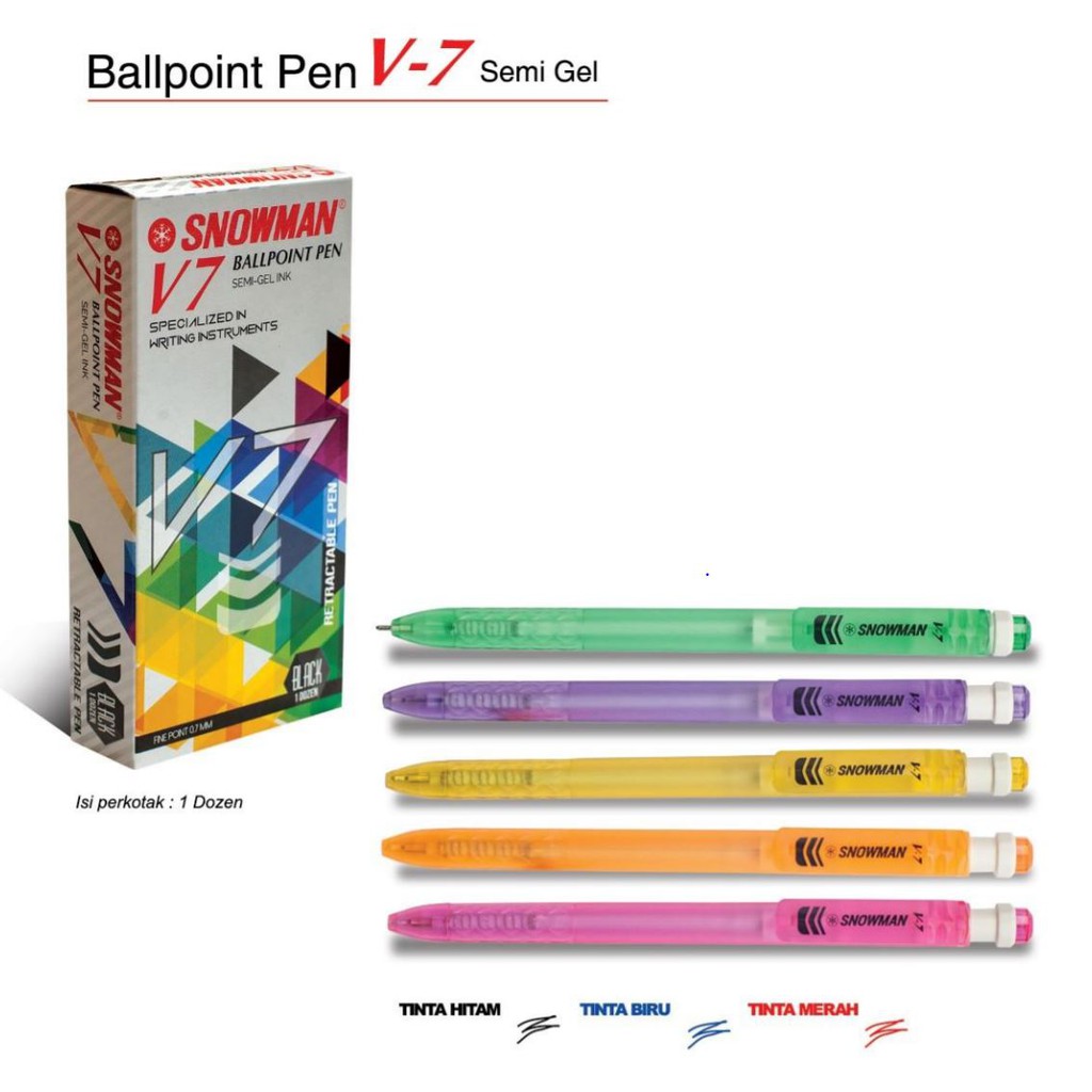 Jual Ballpoint Pen V7 Snowman [Per 12 Pcs/1 Lusin] | Shopee Indonesia