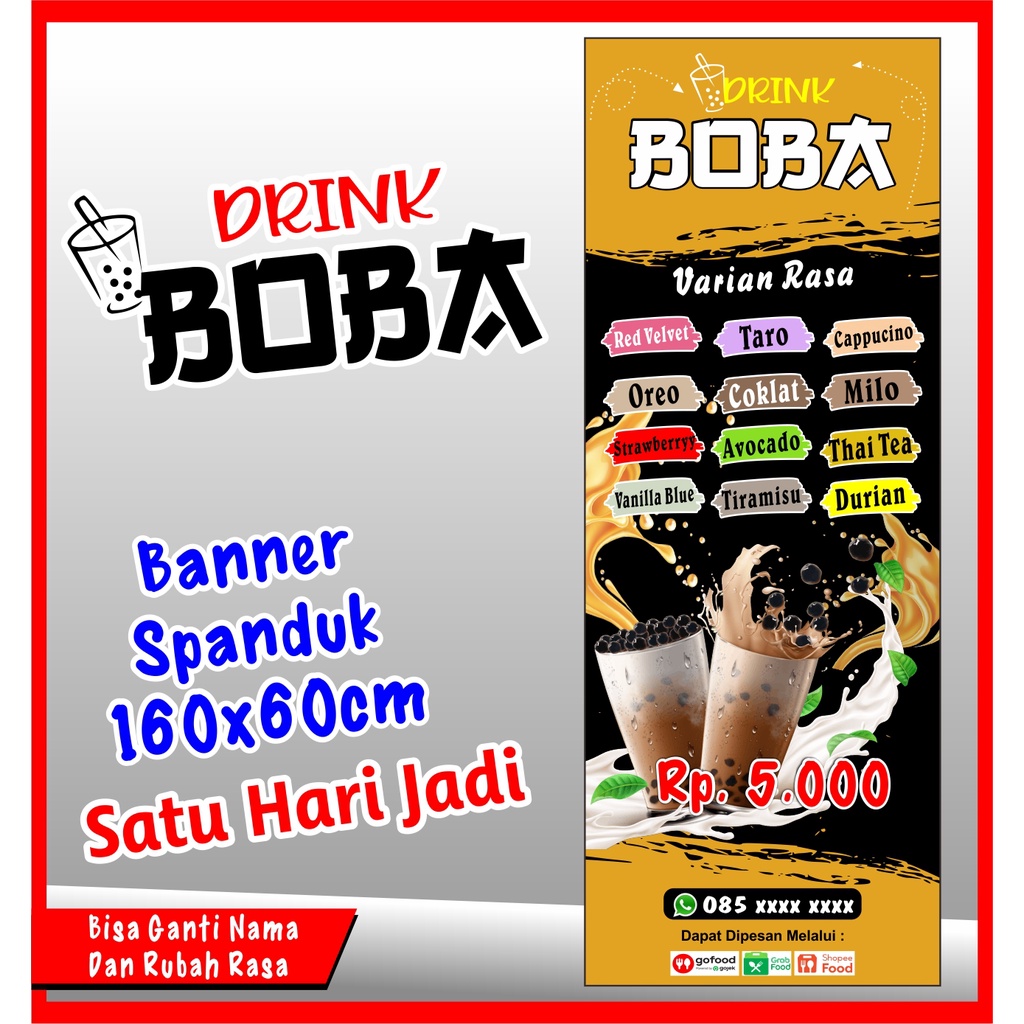 Jual Banner Boba, Spanduk minuman BOBA 160X60cm COD | Shopee Indonesia