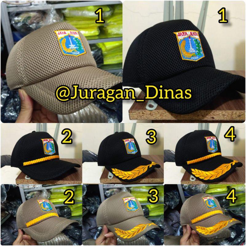 Jual Topi PNS DKI Jakarta JAYARAYA Hitam Khaki bahan jaring dobel mess ...
