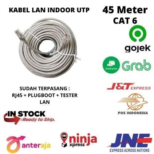 Jual KABEL LAN UTP INDOOR CAT6 45 METER TERPASANG RJ45 DAN PLUGBOOT ...