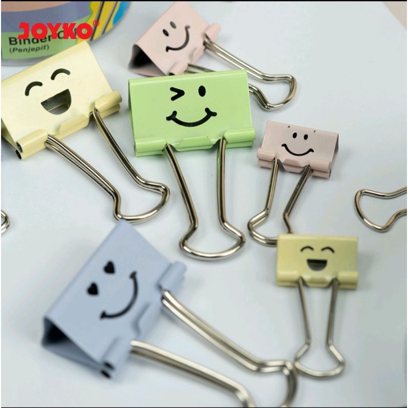 Jual DIJUAL 5PC BINDER JEPIT KERTAS BESI MOTIF SMILE PASTEL UK 25MM ...